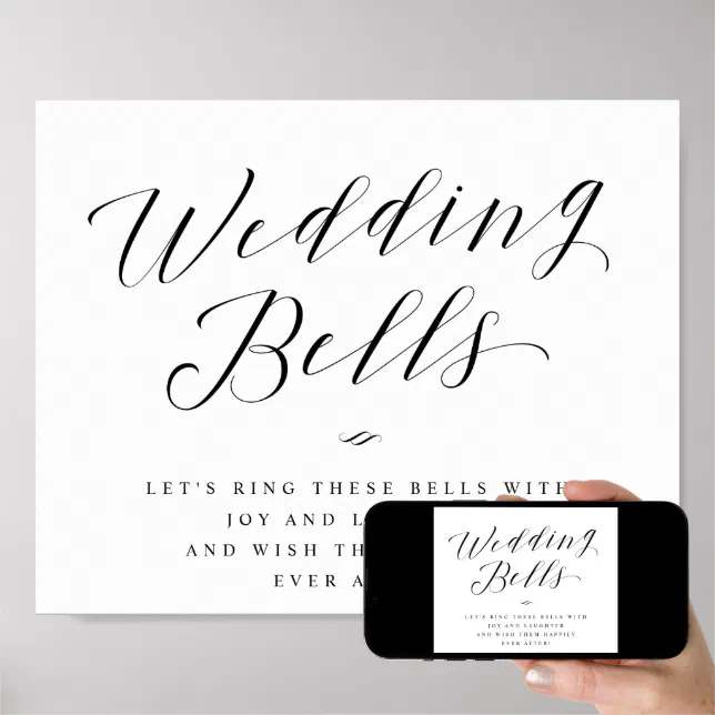 Wedding Bells Send Off Calligraphy Wedding Sign | Zazzle