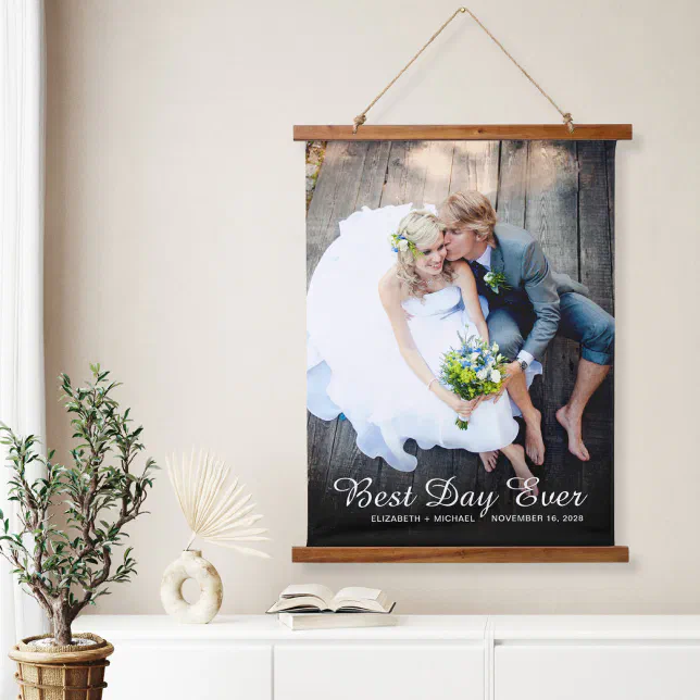 Wedding Best Day Ever Photo Hanging Tapestry | Zazzle