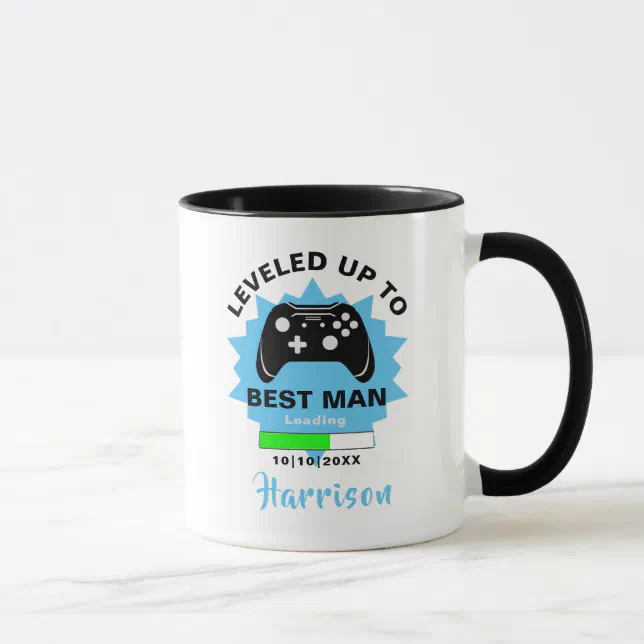 Wedding Best Man Leveled Up Gamer Fun Glass Mug | Zazzle