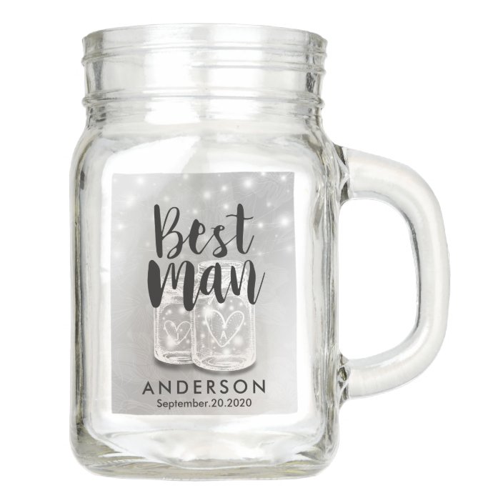 Wedding Best Man Modern Mason Jars & String Lights | Zazzle.com