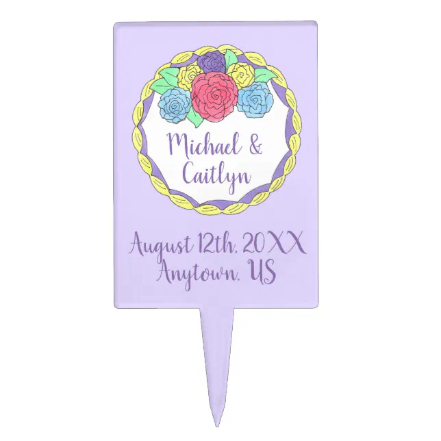 Wedding Birthday Bridal Shower Floral Round Cake Cake Topper | Zazzle