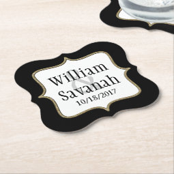 Wedding Black and White Custom Paper Coasters | Zazzle