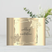 Wedding Black Faux Gold Frame QR Code Invitation | Zazzle