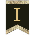 Wedding Black Gold Names Elegant Vintage Floral B Bunting Flags | Zazzle