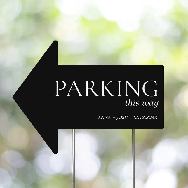 Wedding Black Parking Sign Simple Modern Elegant | Zazzle