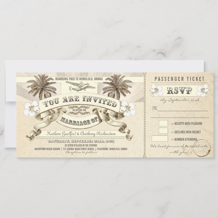 wedding boarding pass tickets invitations | Zazzle