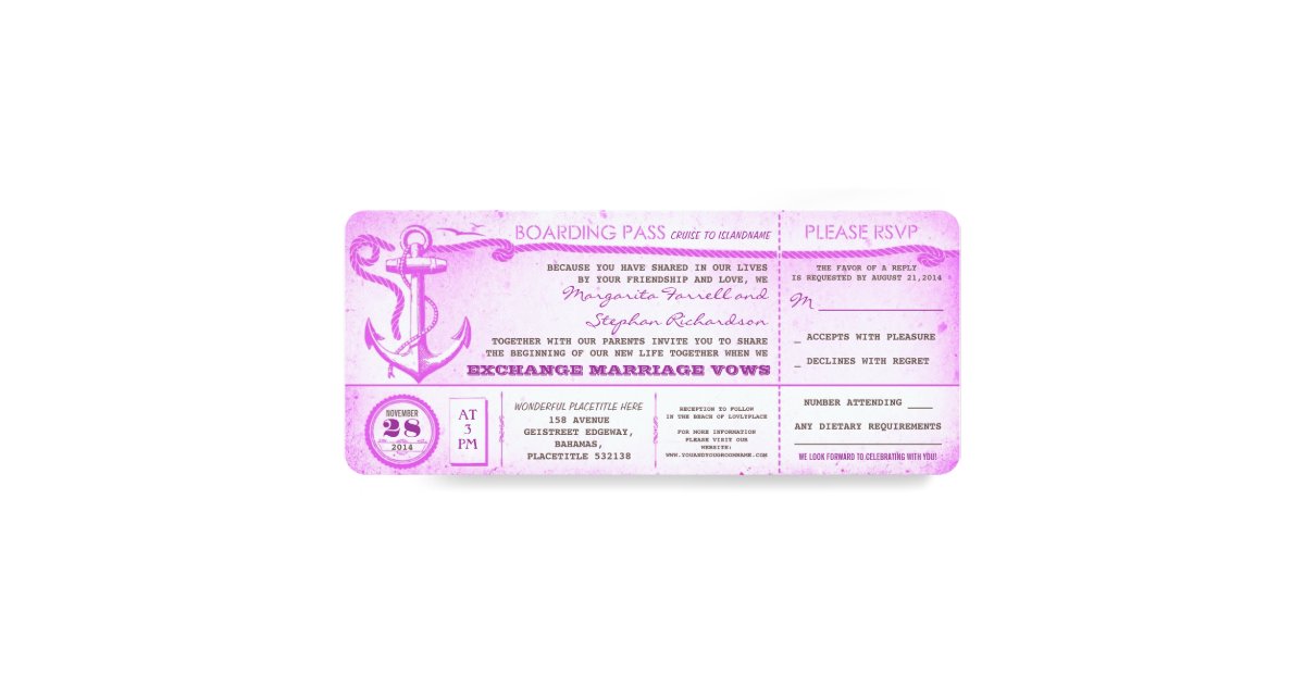 wedding boarding pass-vintage tickets with RSVP Invitation | Zazzle.com