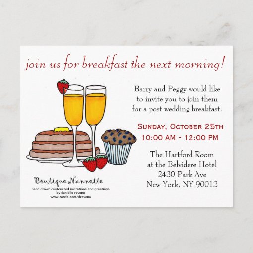 Wedding Breakfast Invitation | Zazzle