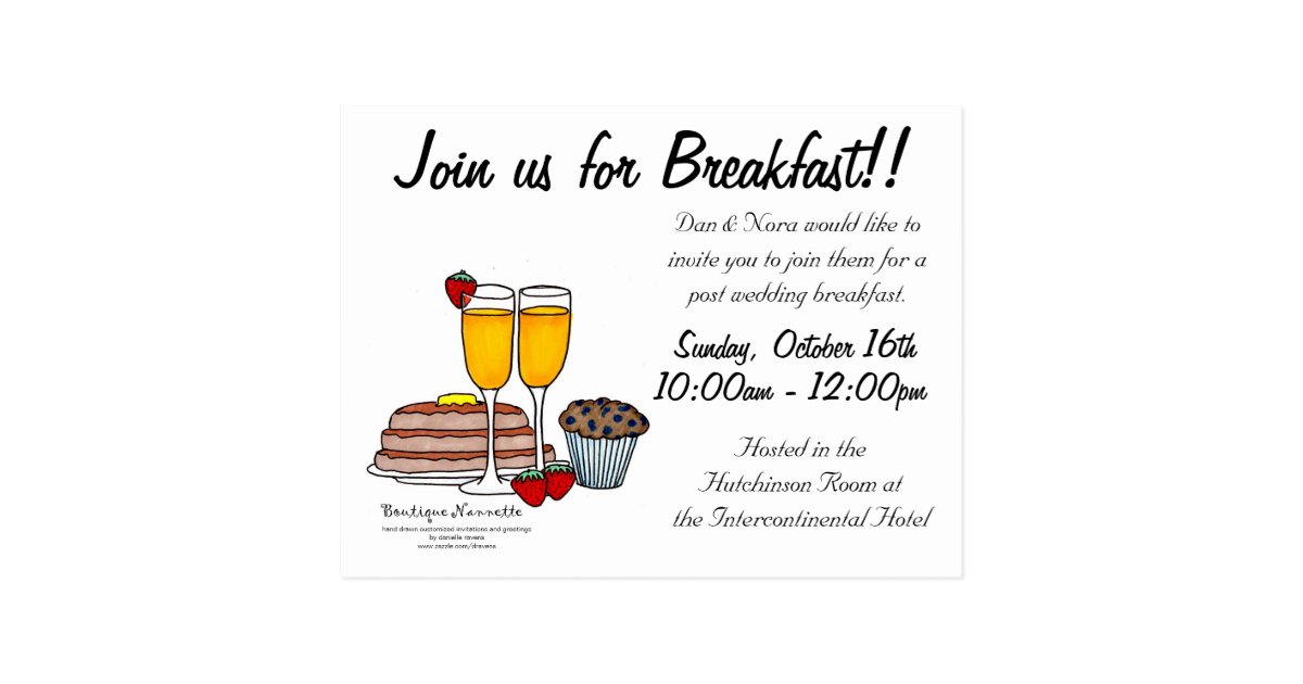 Wedding Breakfast Invite Post Cards | Zazzle.com