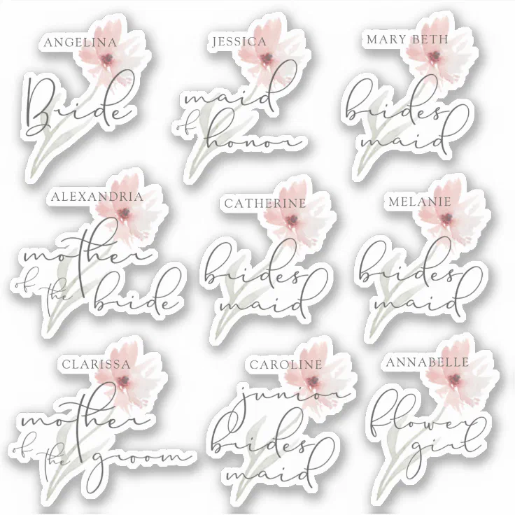 Wedding Bridal Party Personalized Title Sticker | Zazzle