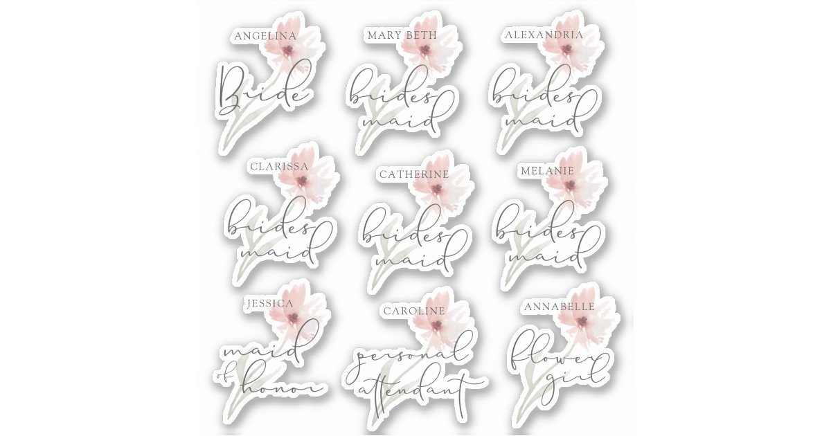 Wedding Bridal Party Personalized Title Sticker | Zazzle