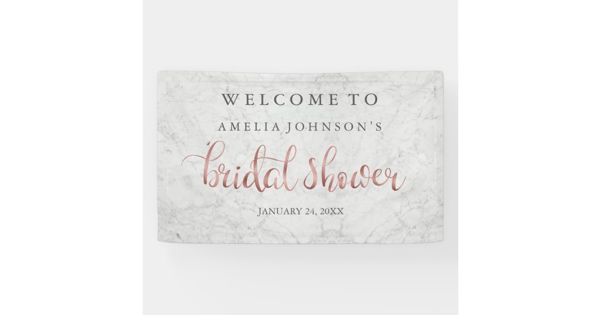 Wedding Bridal Shower Banner Marble Rose Gold | Zazzle