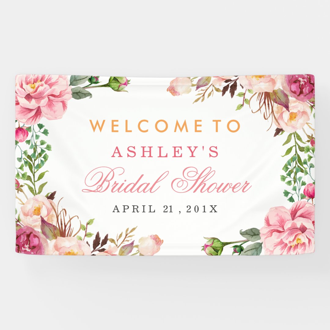 Wedding Bridal Shower Romantic Chic Floral Wrapped Banner | Zazzle