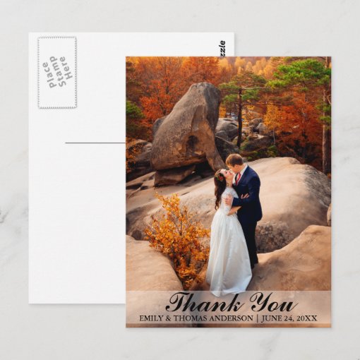 Wedding Bride and Groom Thank You Photo Postcard B | Zazzle