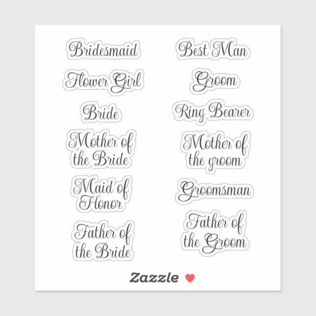 Wedding Bridesmaid Decal Vinyl Stickers | Zazzle