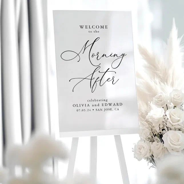 Wedding Brunch The Morning After Welcome Sign | Zazzle