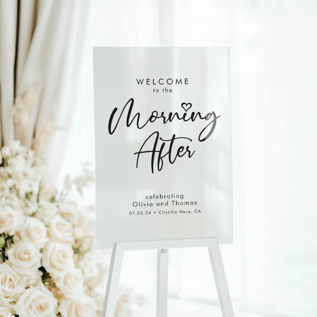 Wedding Brunch The Morning After Welcome Sign | Zazzle