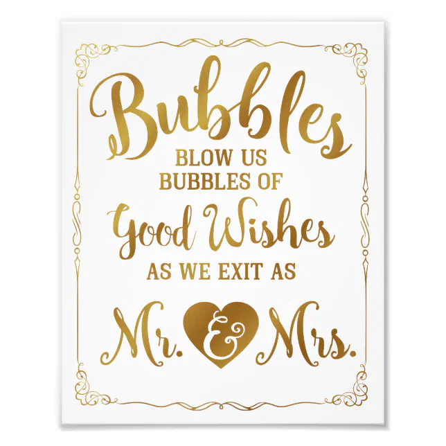 Wedding bubble sign wedding poster, gold wedding | Zazzle