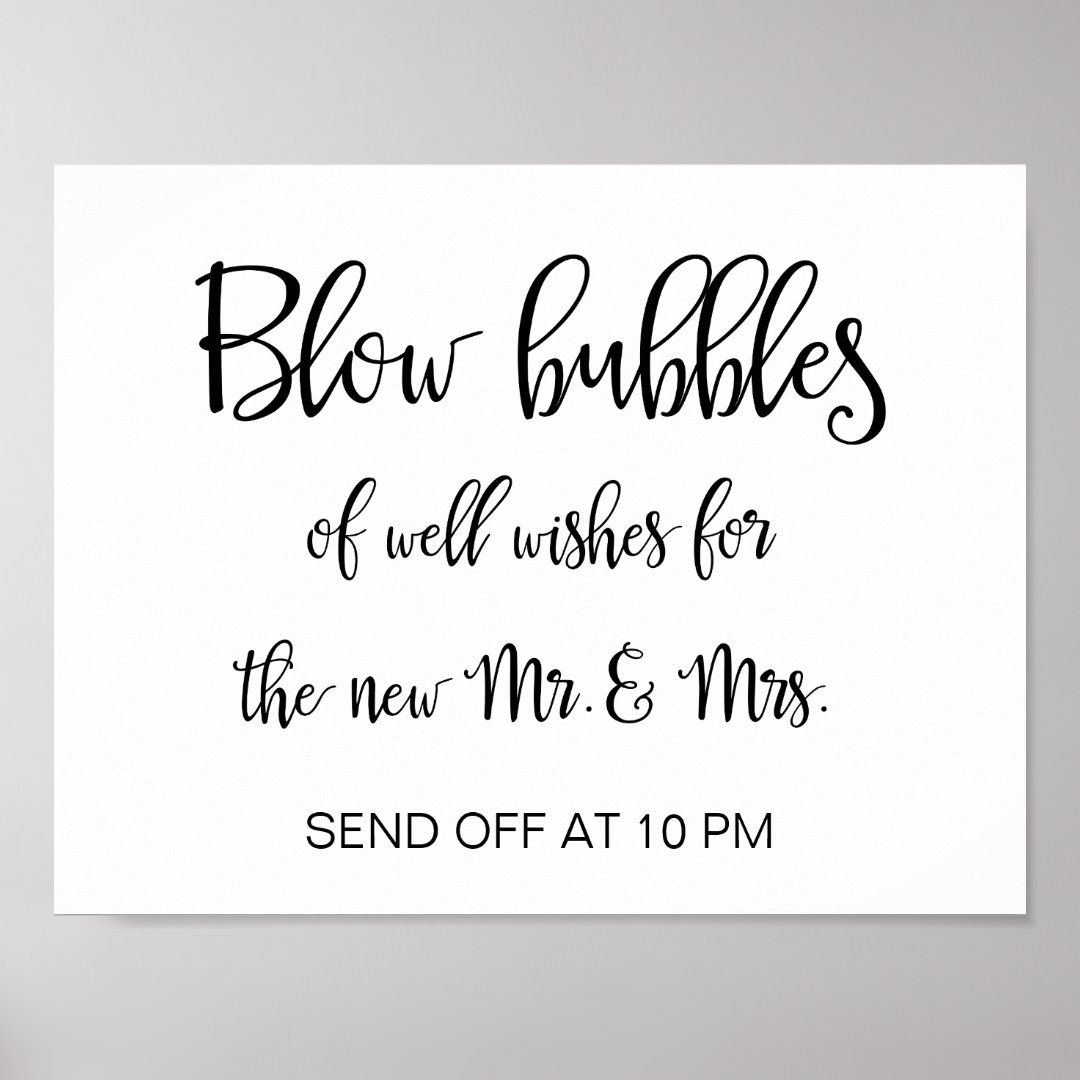 Wedding Bubbles Sign | Simple Calligraphy | Zazzle