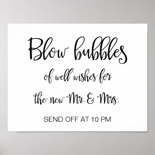 Wedding Bubbles Sign | Simple Calligraphy | Zazzle