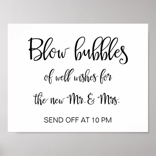 Wedding Bubbles Sign | Simple Calligraphy | Zazzle.com