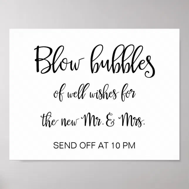 Wedding Bubbles Sign | Simple Calligraphy | Zazzle