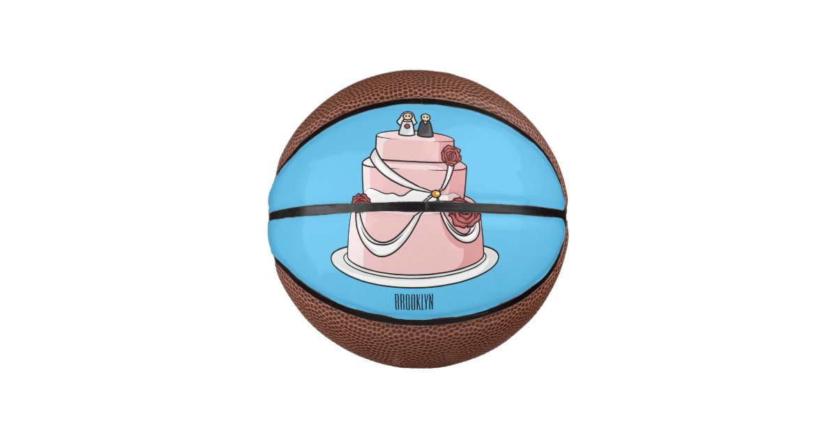 Wedding cake cartoon illustration mini basketball | Zazzle