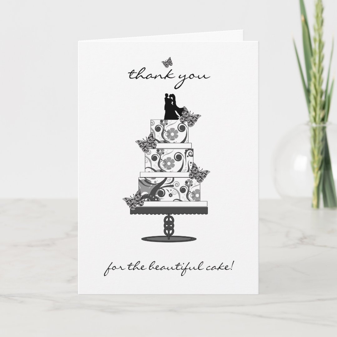 wedding cake thank you card - thank you for the be | Zazzle