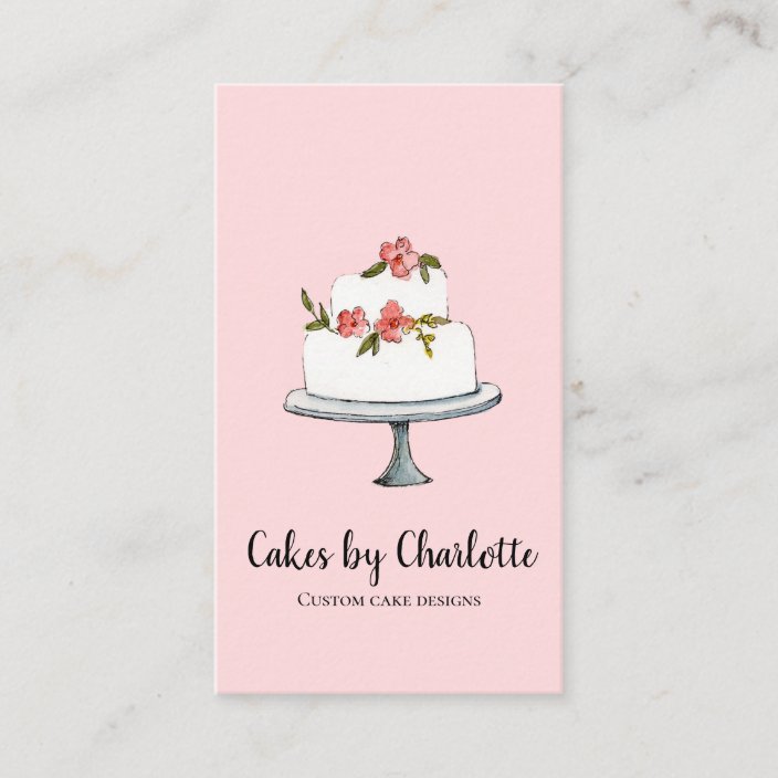 Wedding cake with Pink background Business Card | Zazzle.com