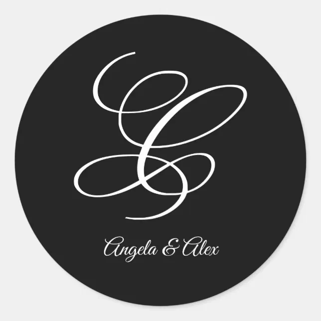Wedding Calligraphy Fancy Letter C Monogram Classic Round Sticker | Zazzle