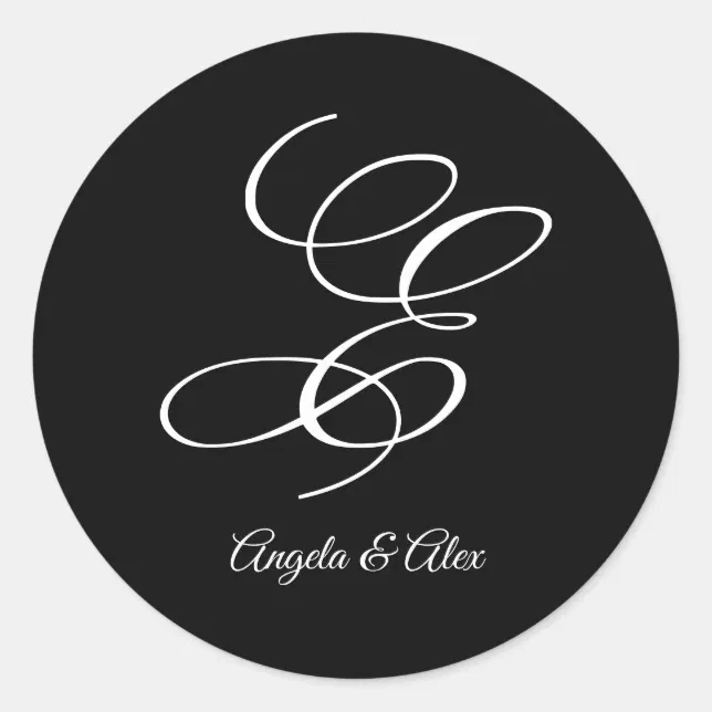 Wedding Calligraphy Fancy Letter E Monogram Classic Round Sticker | Zazzle