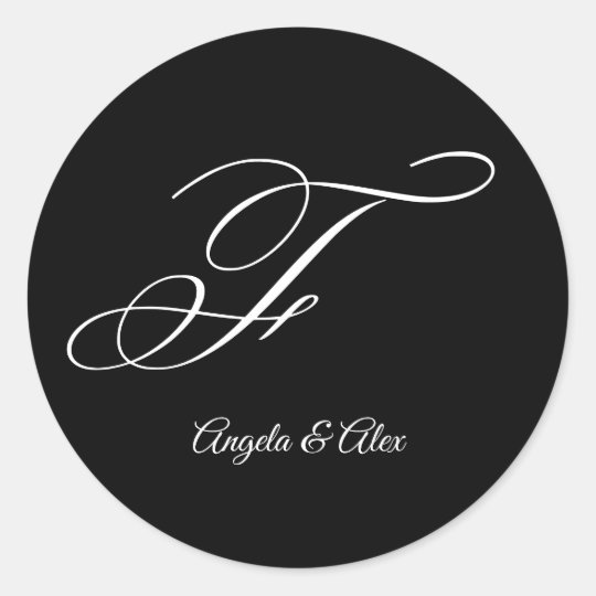 Wedding Calligraphy Fancy Letter F Monogram Classic Round Sticker ...