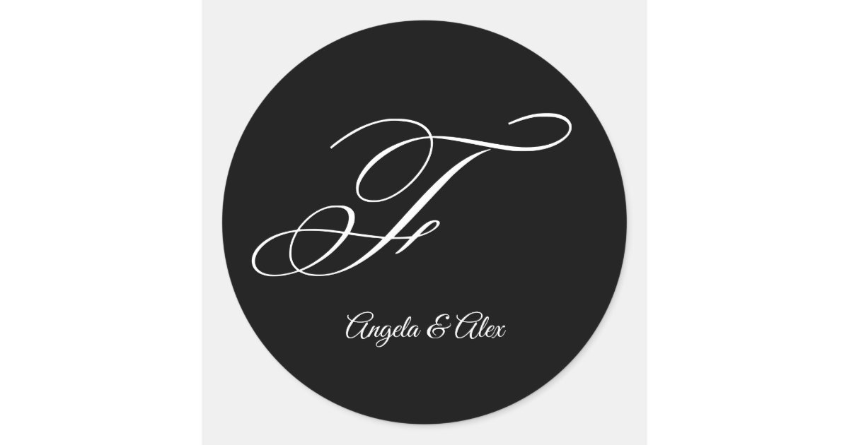 Wedding Calligraphy Fancy Letter F Monogram Classic Round Sticker | Zazzle