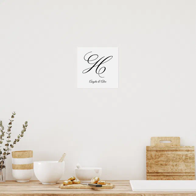 Wedding Calligraphy Fancy Letter H Monogram Poster | Zazzle