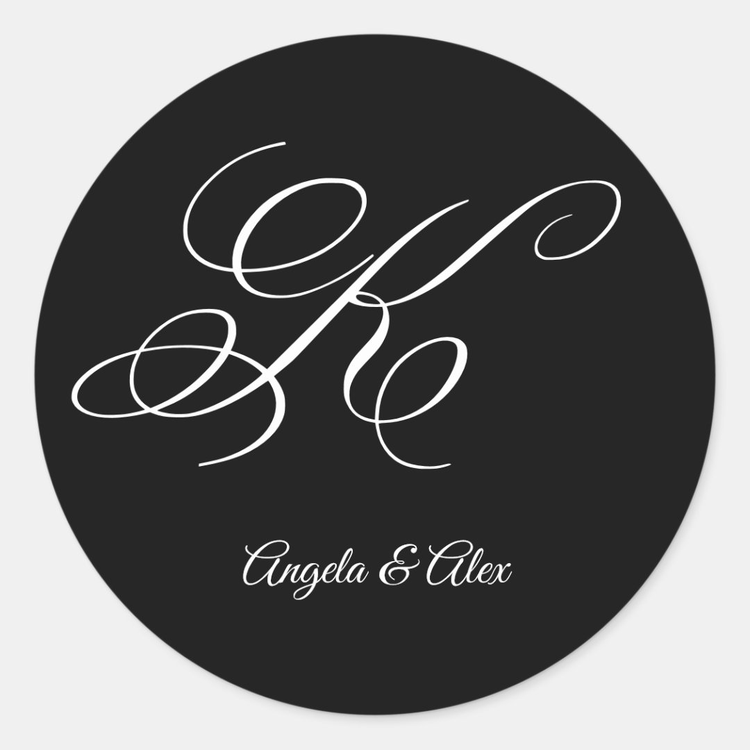 Wedding Calligraphy Fancy Letter K Monogram Classic Round Sticker | Zazzle