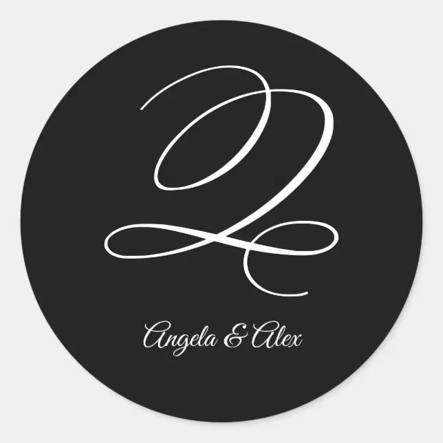 Wedding Calligraphy Fancy Letter Q Monogram Classic Round Sticker | Zazzle