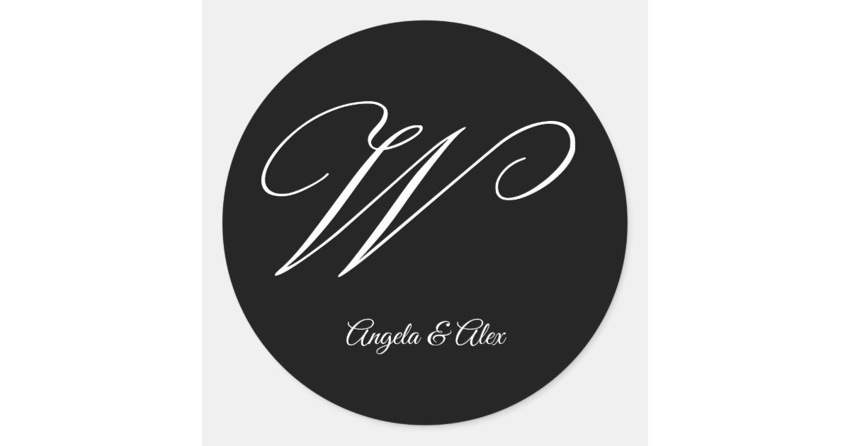 Wedding Calligraphy Fancy Letter W Monogram Classic Round Sticker | Zazzle