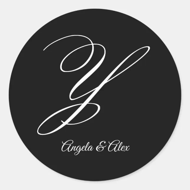 Wedding Calligraphy Fancy Letter Y Monogram Classic Round Sticker | Zazzle