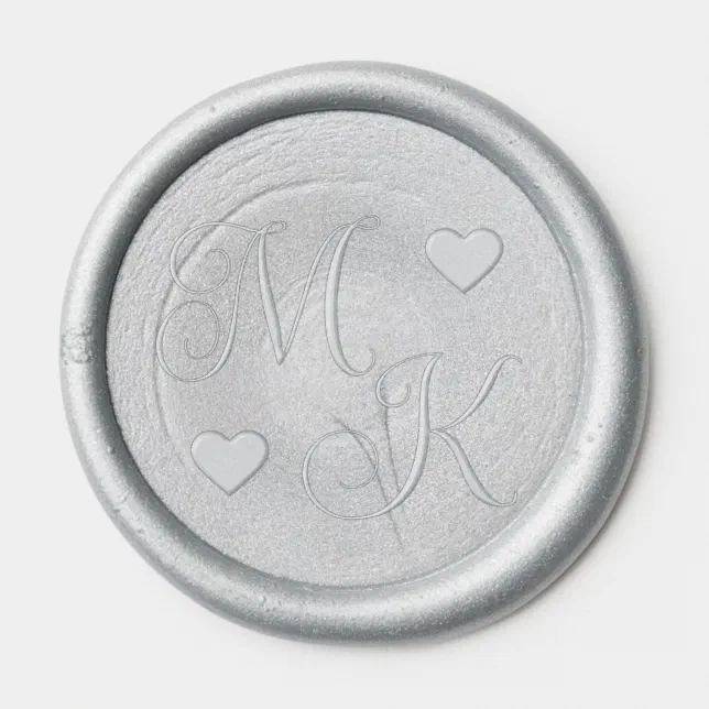 Wedding Calligraphy Script Monogram Hearts Wax Seal Sticker | Zazzle