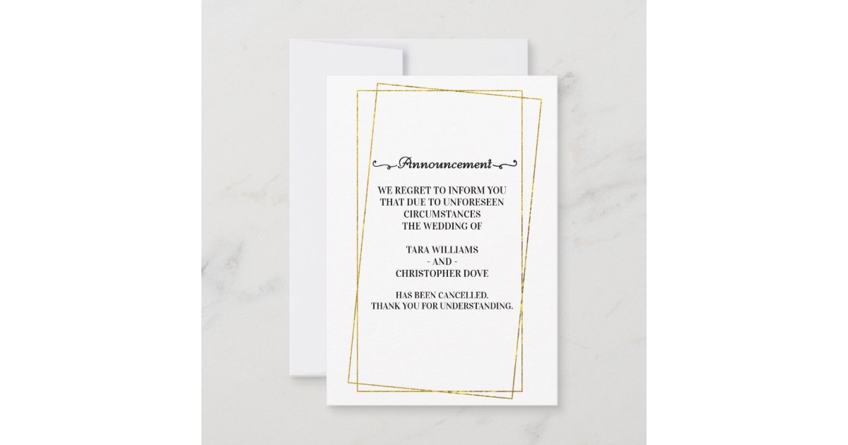 Wedding Cancellation Announcement Cards | Zazzle
