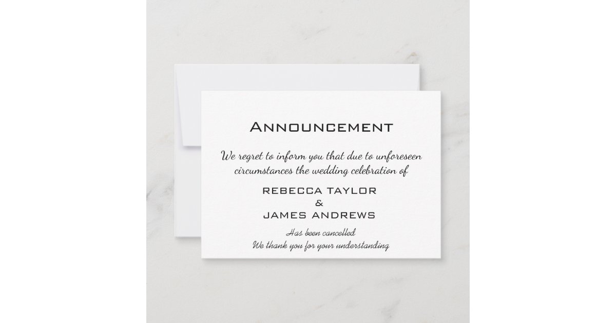 Wedding Cancellation Announcement Message | Zazzle