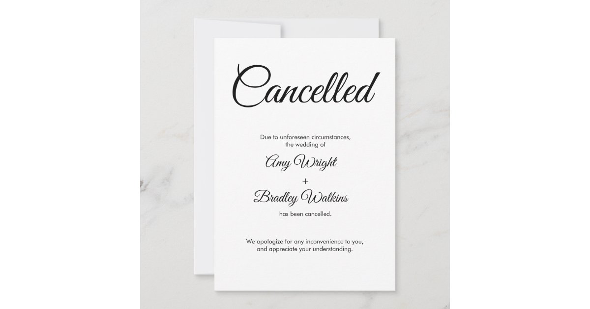 Wedding Cancelled Announcement Elegant Card | Zazzle