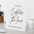 Wedding Capture The Love Hashtag Pedestal Sign | Zazzle