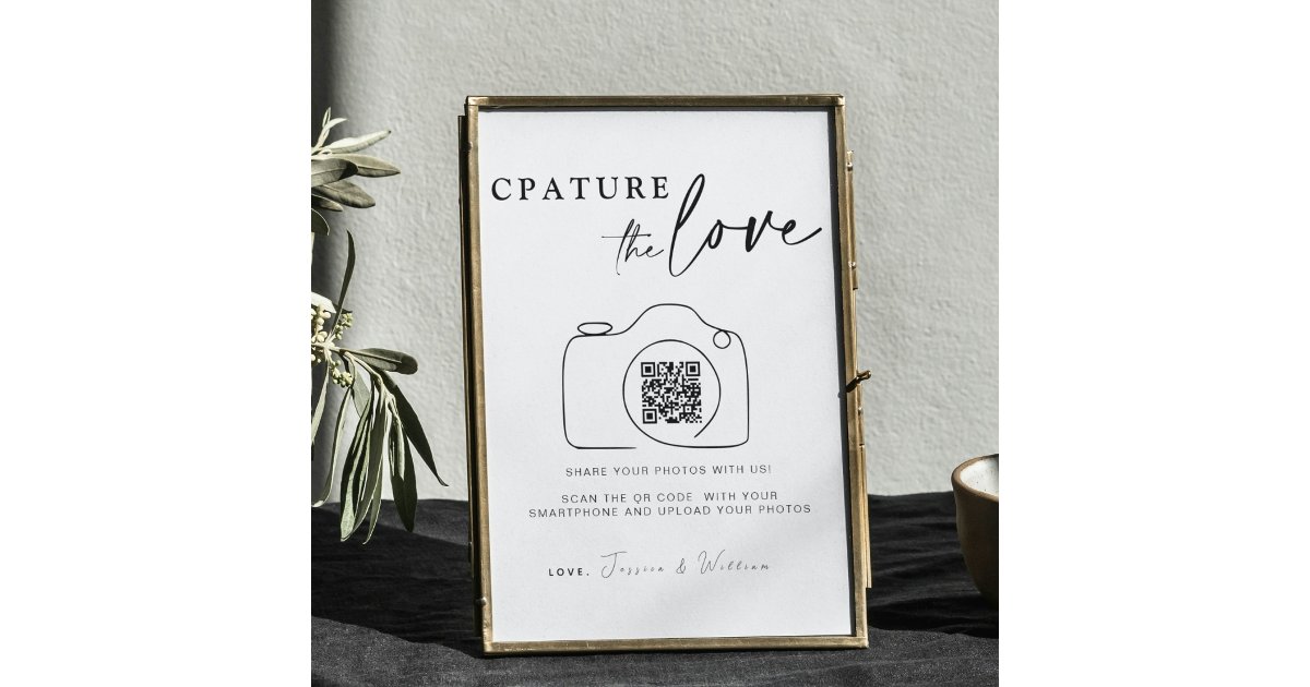Wedding Capture The Love | Photo Sharing QR Code Poster | Zazzle