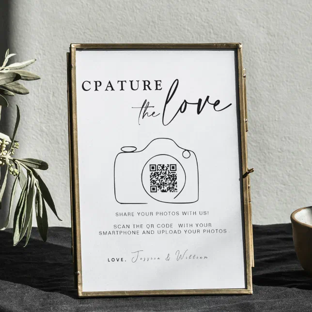 Wedding Capture The Love | Photo Sharing QR Code Poster | Zazzle