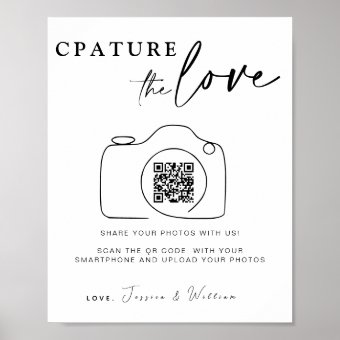 Wedding Capture The Love | Photo Sharing QR Code Poster | Zazzle