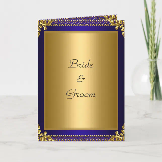 Wedding Card Invitation Gold Royal Blue | Zazzle