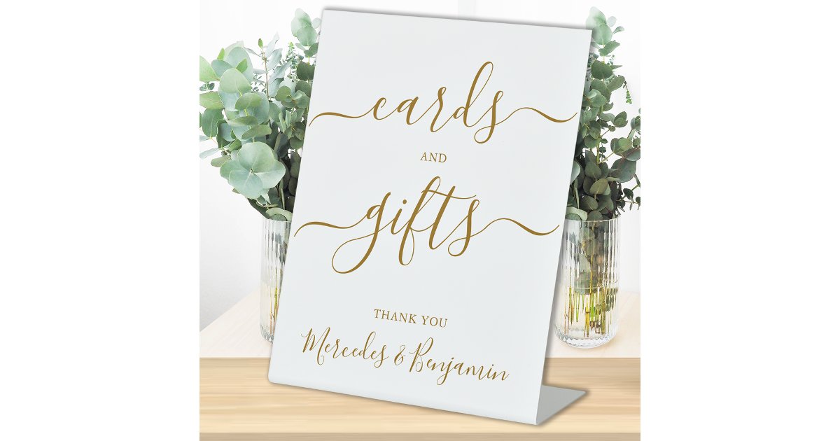 Wedding Cards Gifts Elegant Gold Calligraphy Pedestal Sign | Zazzle