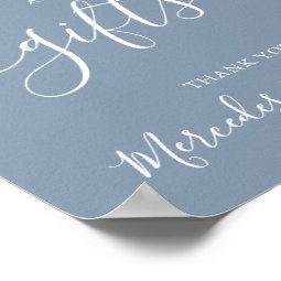 Wedding Cards Gifts Modern Calligraphy Dusty Blue Poster | Zazzle