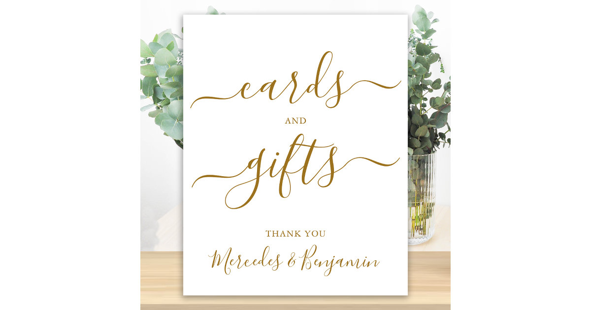 Wedding Cards Gifts Sign Elegant Gold Calligraphy | Zazzle